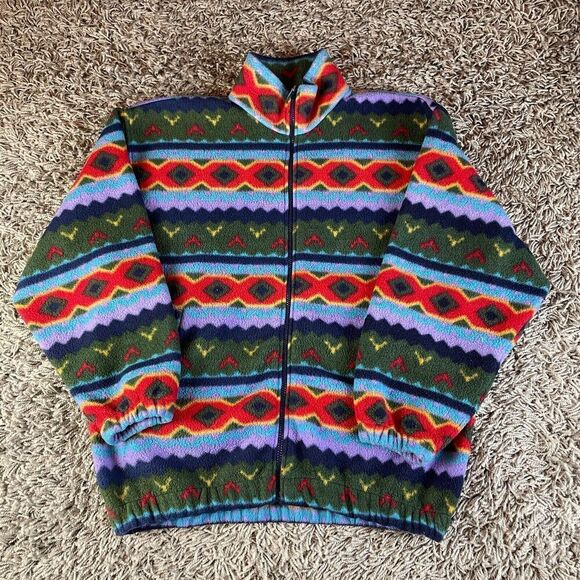 Vintage | Sweaters | Vintage Aztec Fleecejacket Womens Medium Tribal ...